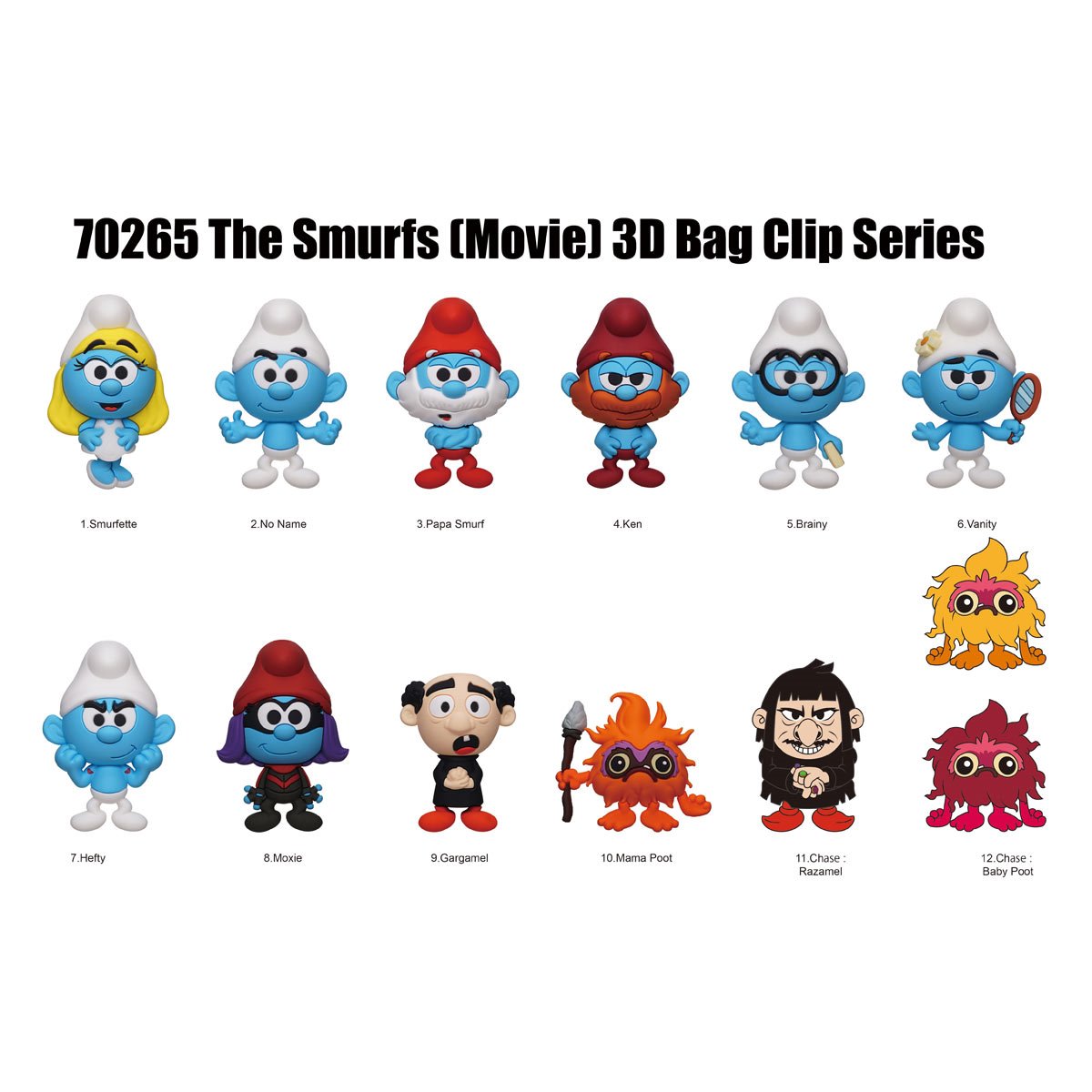 The Smurfs Movie 3D Foam Bag Clip Display Case of 24