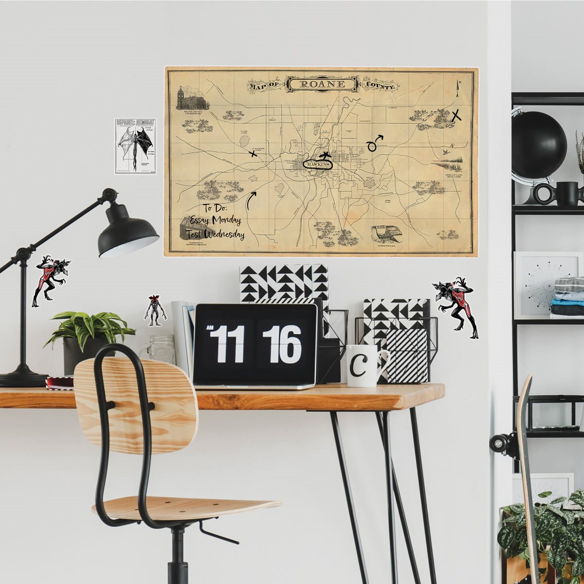 Stranger Things Dry Erase Hawkins Map Peel and Stick Giant Wall Decals