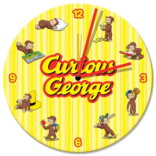 Curious George 13 1/2-Inch Cordless Wood Wall Clock