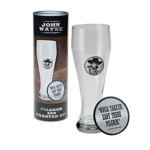 John Wayne Pilsner Glass and Coaster Set - Entertainment Earth