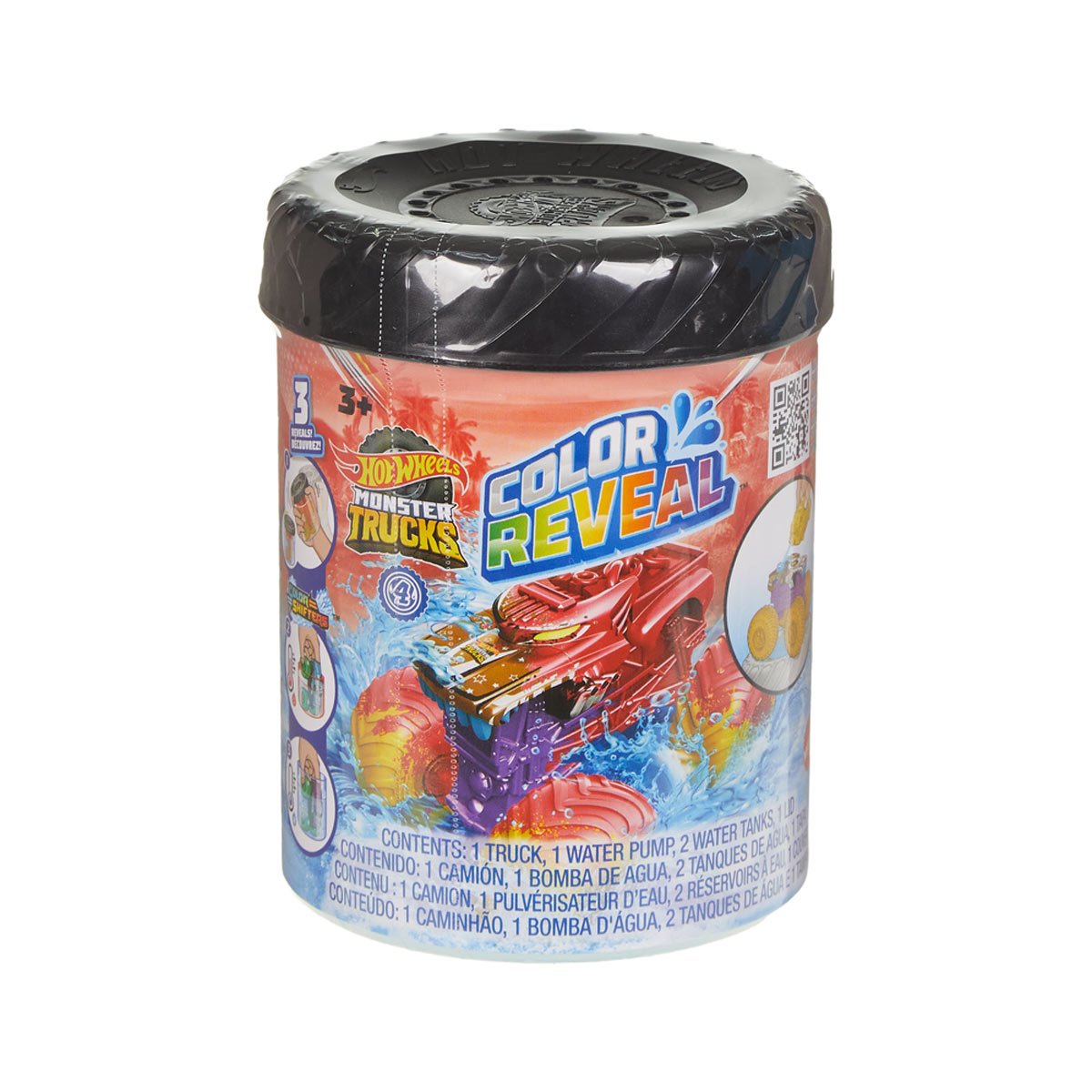 Hot Wheels Monster Trucks Color Reveal Water Blaster 1:64 Scale Vehicle ...