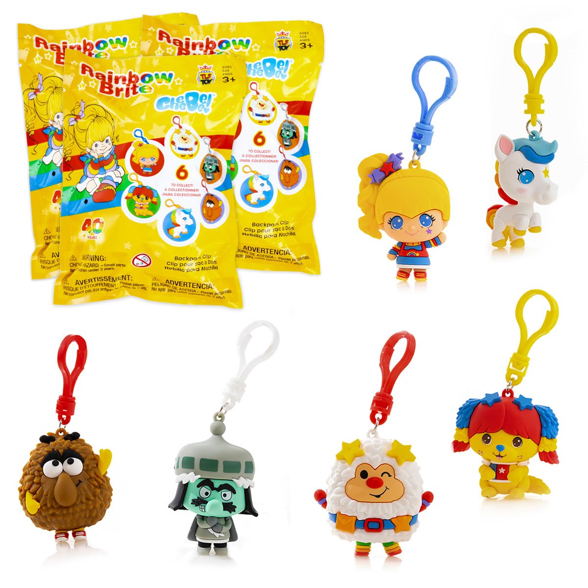 Rainbow Brite 2 1/2-Inch CheeBee Key Chain Blind Bag Random 6-Pack