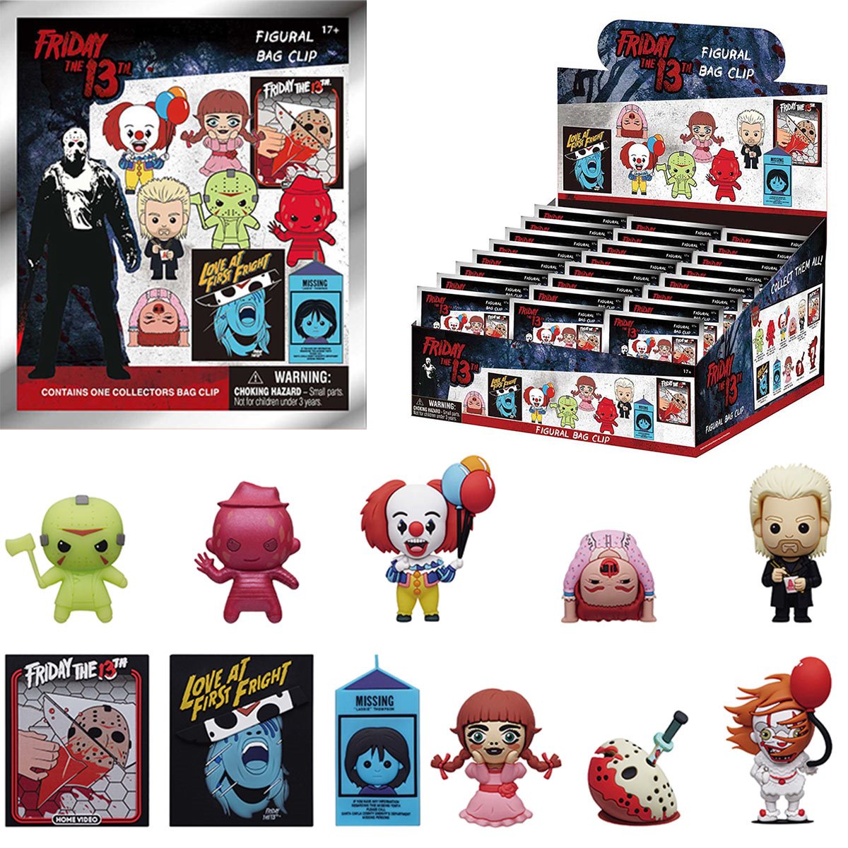 WB Horror Series 9 3D Foam Bag Clip Display Case of 24