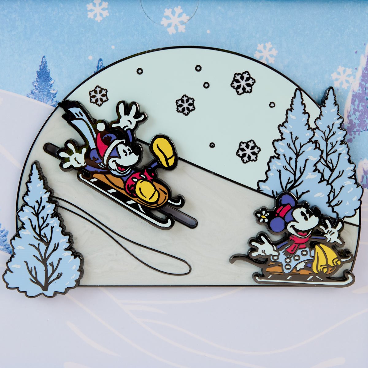 Mickey and Friends Winter Wonderland Sliding 3-Inch Collector Box Pin