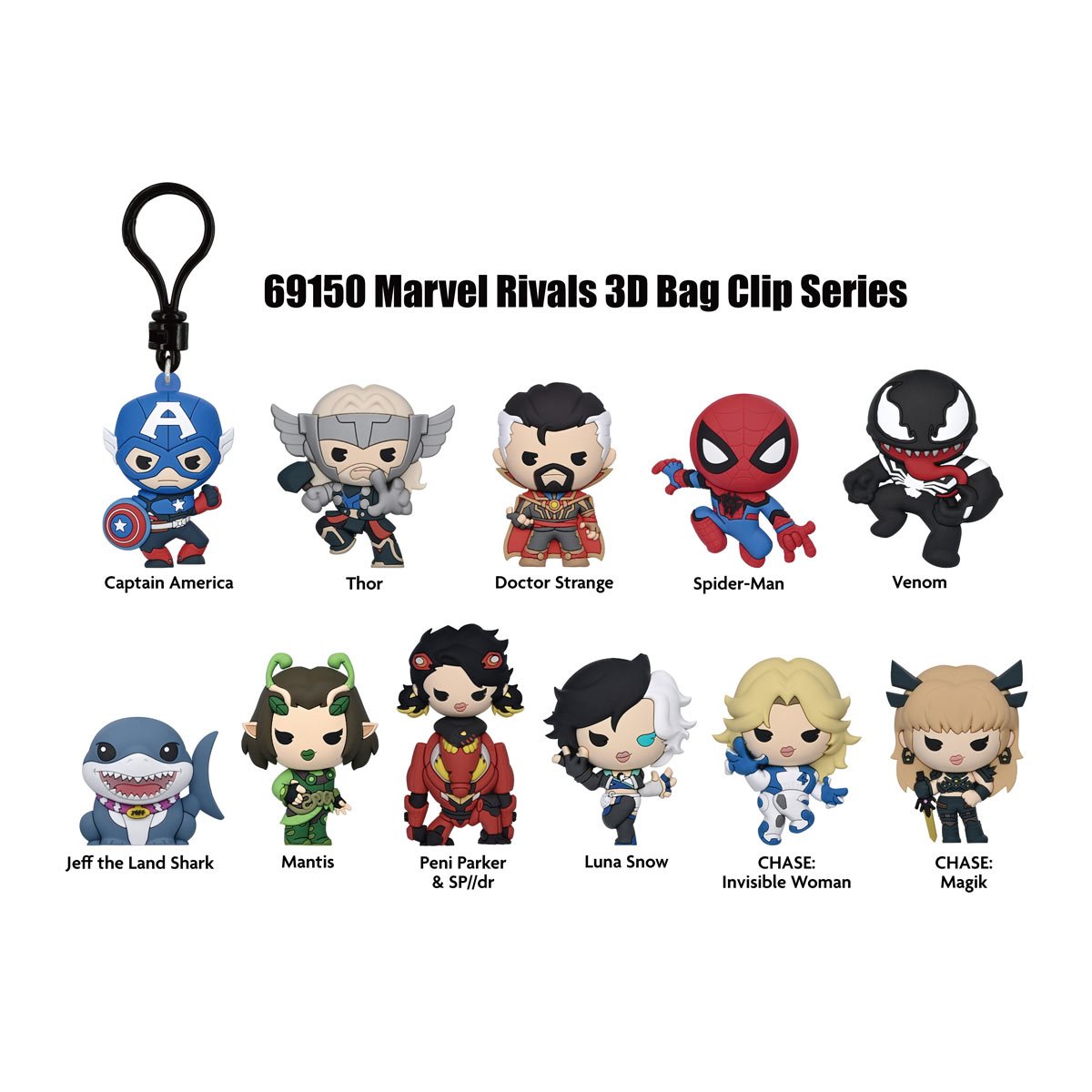 Marvel Rivals 3D Foam Bag Clip Random 6-Pack