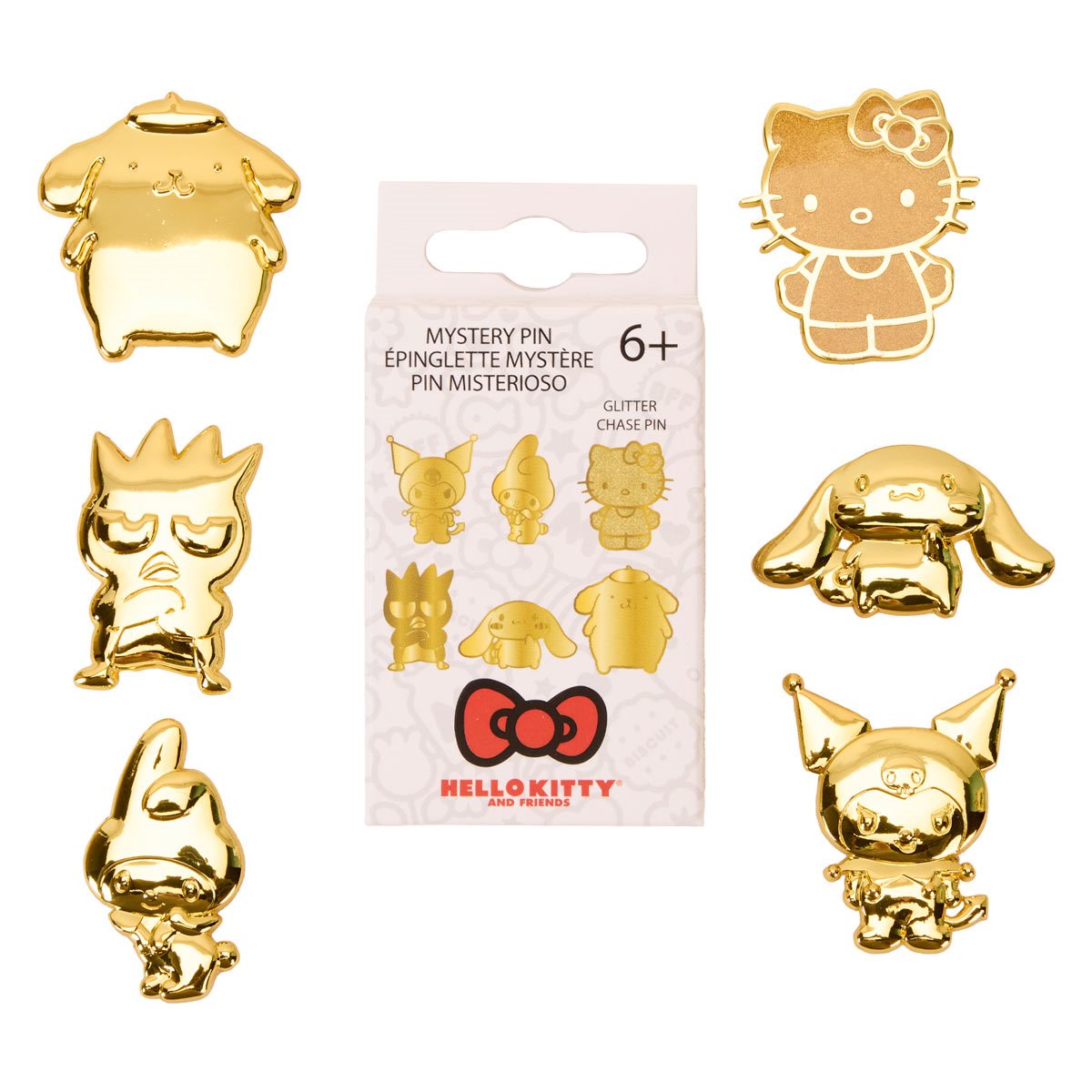 Hello Kitty 50th Anniversary Gold Mystery Box Pin Case of 12