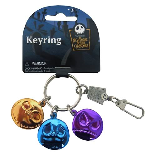 NBX Jack Skellington Colored Heads Pewter Key Chain
