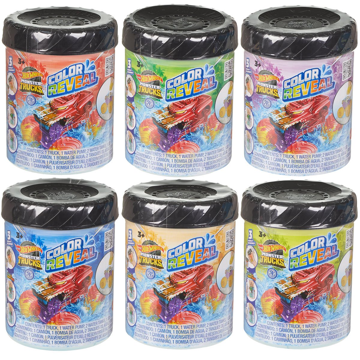 Hot Wheels Monster Trucks Color Reveal Water Blaster 1:64 Scale Vehicle ...