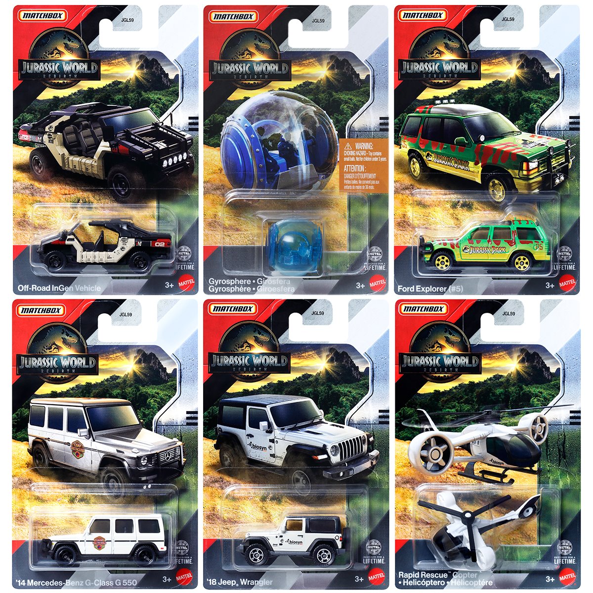 Matchbox Jurassic World Basic Singles 2025 Mix 1A Case of 24